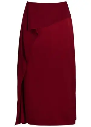 Erdem Draped Satin Midi Skirt
