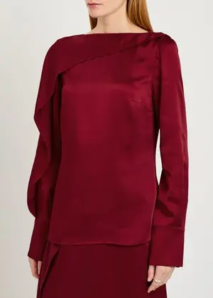 Erdem Draped Satin Top