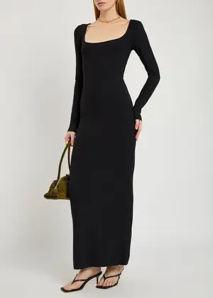 SKIMS Ribbed Stretch-modal Maxi Dress - Black
