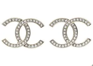 Chanel Crystal Cc Earrings - Silver