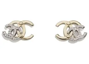 Chanel Interlocking Earrings - Gold/silver/crystal