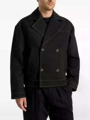 Manière De Voir Mika Double-breasted Tailored Jacket With Contrast Stitching
