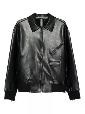 Norma Kamali Faux-leather Shirt Jacket - Black
