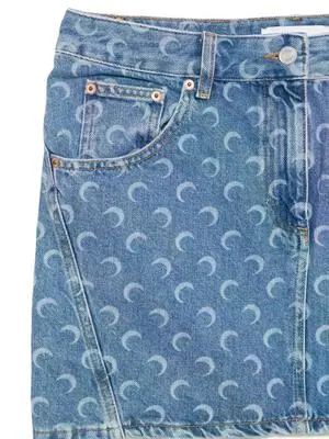 MARINE SERRE Crescent Moon Print Denim Mini Skirt