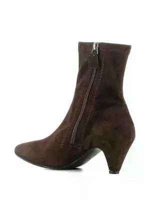 DEL CARLO 55mm Pointed Toe Suede Boots - Brown