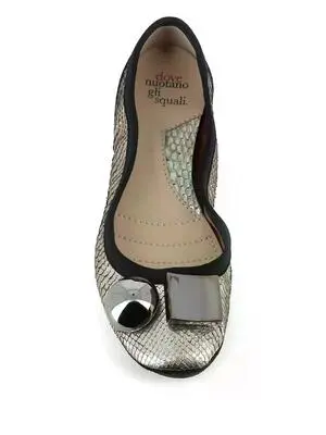 DOVE NUOTANO GLI SQUALI Embellished Ballet Flats - Silver