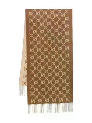 Gucci Gg Supreme-pattern Scarf - Brown