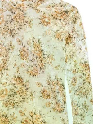 GANNI Floral Roll-neck Top - Neutrals