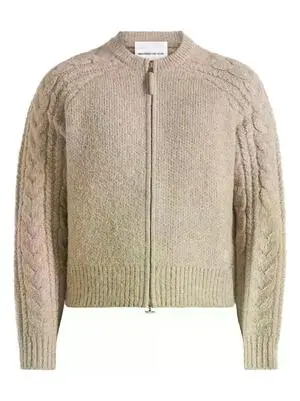 Manière De Voir Gaby Zip-fastening Speckled Cable-knit Cardigan - Neutrals