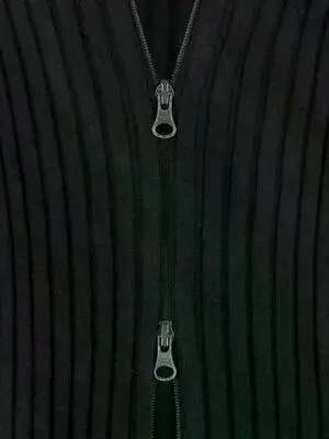 AMOMENTO Ribbed High-neck Cardigan