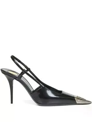 Saint Laurent 90mm Jeanne Metal Cap Toe Pumps - Black