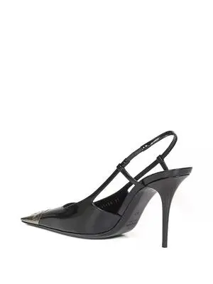 Saint Laurent 90mm Jeanne Metal Cap Toe Pumps - Black