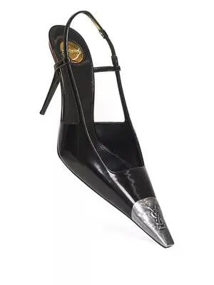 Saint Laurent 90mm Jeanne Metal Cap Toe Pumps - Black