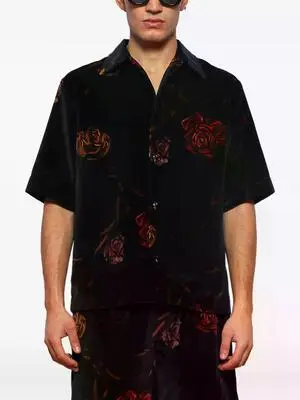 Amiri Rose-print Velvet Shirt