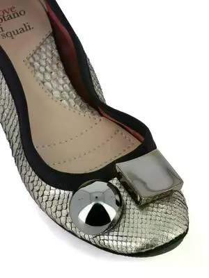DOVE NUOTANO GLI SQUALI Embellished Ballet Flats - Silver