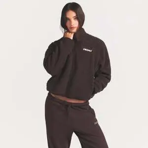 SKIMS Boxy Zip-up Teddy Jacket - Espresso