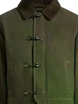 Manière De Voir Olive Gabardine Jacket With Clasp Detail
