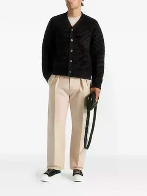 Manière De Voir Anton Ribbed-knit Cardigan - Black
