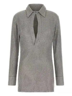 Attico Rhinestone-appliqué Dress - Grey