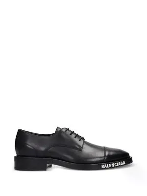 Balenciaga Logo-print Leather Derby Shoes - Black