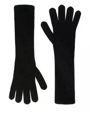 Max Mara Ribbed Knit Gloves - Black