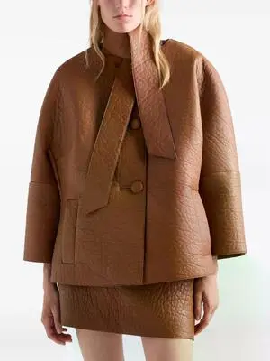 Prada Leather Jacket With Scarf Detail