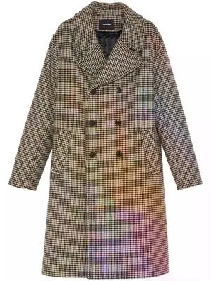 YVES SALOMON Houndstooth Double-breasted Coat