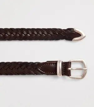 Eleventy Leather Braided Belt