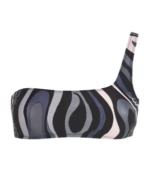 Emilio Pucci Marmo Print One-shoulder Bikini Top - Black