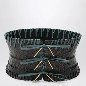 Dries Van Noten Crocodile-effect Leather Corset Belt