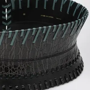 Dries Van Noten Crocodile-effect Leather Corset Belt