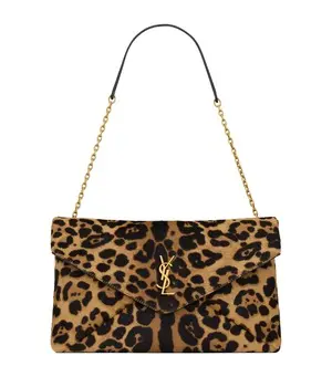 Saint Laurent Cassandre Envelope Leopard Chain Wallet