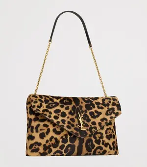 Saint Laurent Cassandre Envelope Leopard Chain Wallet