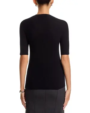 Fabiana Filippi Wool Blend Ribbed Elbow Sleeve Sweater - Nero