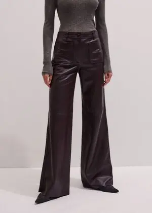 ME+EM Leather Boot Cut Trouser - Bordeaux