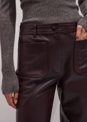 ME+EM Leather Boot Cut Trouser - Bordeaux