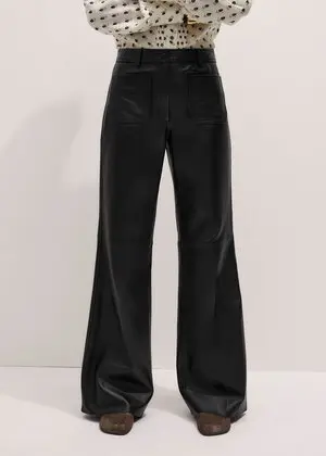 ME+EM Leather Boot-cut Trousers - Black