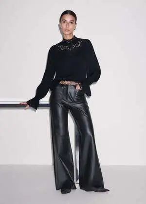 ME+EM Leather Boot-cut Trousers