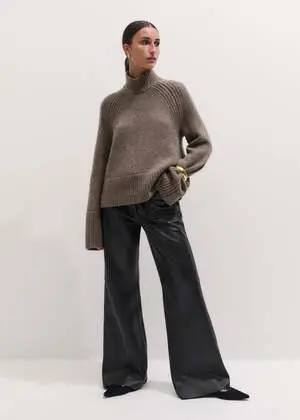 ME+EM Leather Boot-cut Trousers - Black
