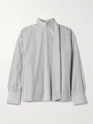 Maria Mcmanus Scarf-detailed Striped Blouse