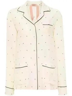 N°21 Palm Tree Print Button Down Shirt - Neutrals