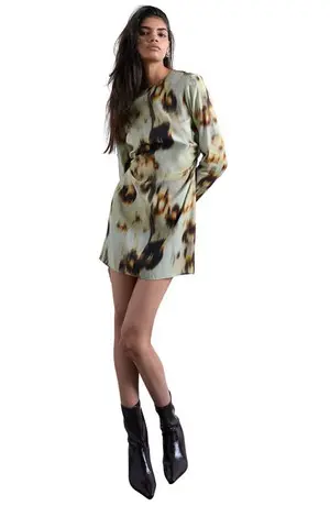 Topshop Ruched Long-sleeve Mini Dress