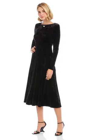 Karen Kane Kate Long Sleeve Crushed Velvet Midi Dress