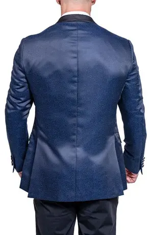 MACEOO Jacquard Dinner Jacket With Shawl Collar - Blue