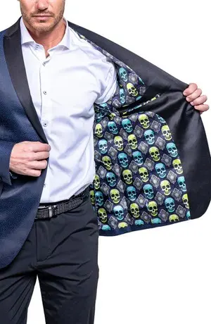 MACEOO Jacquard Dinner Jacket With Shawl Collar - Blue