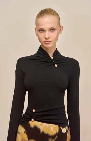 Cult Gaia Callie Asymmetric Neck Top - Black
