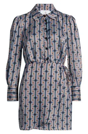 Sam Edelman Chain Print Shirtdress - Blue Multi