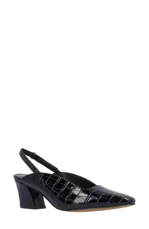 J. Reneé Stasia Croc Embossed Slingback Pumps - Black