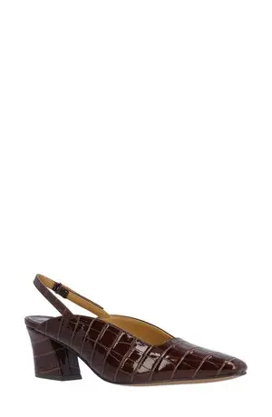 J. Reneé Stasia Croc Embossed Slingback Pumps - Brown