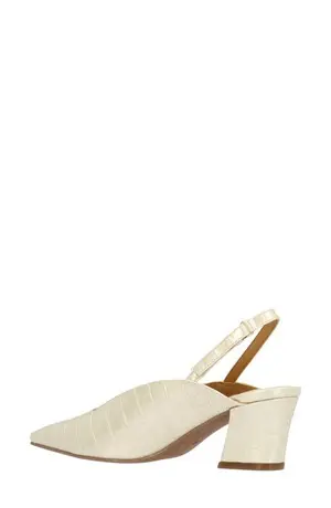 J. Reneé Stasia Croc Embossed Slingback Pumps - Pearl Beige